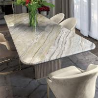 China Italian Minimalist Custom Marble Dining Table Rectangular Stainless Steel for sale