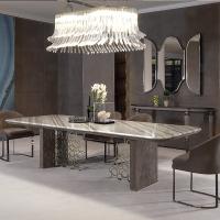 China Italian Minimalist Custom Marble Dining Table Rectangular Stainless Steel for sale