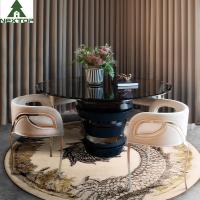 China Modern Luxury Deluxe Gold Metal Fabric Single Chair Hotel Banquet Restaurant for sale