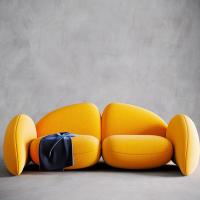 China Italian Creative Modelling Hotel Lobby Furniture Fabric 2 Person Sofa for sale