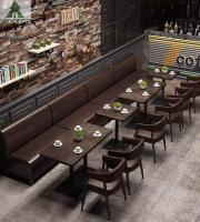 China Vintage Restaurant Leather Booth Sofa Chair Table Set For Coffee Shop Cafe Bar Hotel for sale