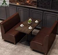 China Vintage Restaurant Leather Booth Sofa Chair Table Set For Coffee Shop Cafe Bar Hotel for sale