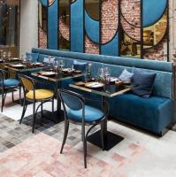 China Whole Hotel Restaurant Furniture Fabric Leather L Shape Corner Booth Sofa Set Wooden Chairs for sale