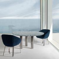 China Luxury Hotel Restaurant Furniture Water Wave Pattern Round Dining Table for sale