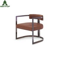 China Modern Luxury Hotel Furniture Golden Armchair Leisure Stainless Steel Brass Dining Chair for sale
