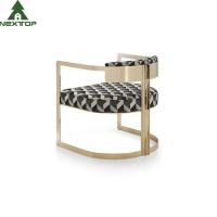 China Modern Luxury Hotel Furniture Golden Armchair Leisure Stainless Steel Brass Dining Chair for sale