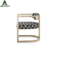 China Modern Luxury Hotel Furniture Golden Armchair Leisure Stainless Steel Brass Dining Chair for sale