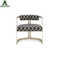 China Modern Luxury Hotel Furniture Golden Armchair Leisure Stainless Steel Brass Dining Chair for sale