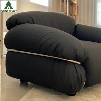 China OEM Hotel Bedroom Furniture Fabric Single Black Sofa Chair Puffy Exterior Villa Living Room for sale