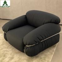 China OEM Hotel Bedroom Furniture Fabric Single Black Sofa Chair Puffy Exterior Villa Living Room for sale