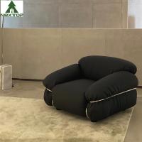 China OEM Hotel Bedroom Furniture Fabric Single Black Sofa Chair Puffy Exterior Villa Living Room for sale