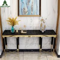 China Modern Luxury Hotel Furniture Gold Stainless Steel Marble Decorative Console Entryway Table for sale