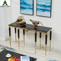 China Modern Luxury Hotel Furniture Gold Stainless Steel Marble Decorative Console Entryway Table for sale