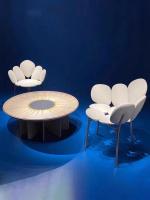 China Nordic Hotel Restaurant Furniture Dining Room Petal Shaped Stainless Steel Minimalist Dining Chair for sale