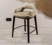 China Nordic Style Fashion Creative Leather High Dining Chair Solid Wood Bar Stools for sale