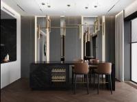 China Nordic Style Fashion Creative Leather High Dining Chair Solid Wood Bar Stools for sale