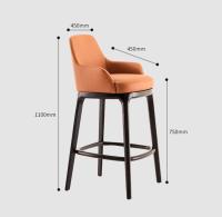 China Nordic Style Fashion Creative Leather High Dining Chair Solid Wood Bar Stools for sale