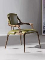 China 5 Star Hotel Restaurant Furniture Solid Metal Backrest Dining Leather Lounge Chair for sale