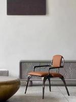 China 5 Star Hotel Restaurant Furniture Solid Metal Backrest Dining Leather Lounge Chair for sale