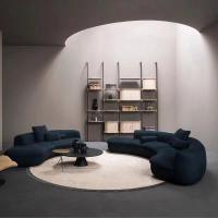 China Blue Curved Sectional Sofa Fabric U Shape Lobby Reception Set Furniture for sale