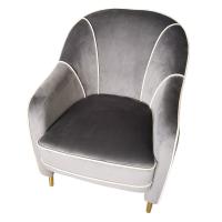China European Hotel Lobby Furniture Retro Single Armchair Metal Frosted Velvet Lazy Sofa Chair for sale