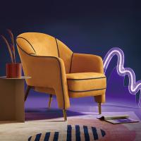 China European Hotel Lobby Furniture Retro Single Armchair Metal Frosted Velvet Lazy Sofa Chair for sale