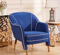China European Hotel Lobby Furniture Retro Single Armchair Metal Frosted Velvet Lazy Sofa Chair for sale