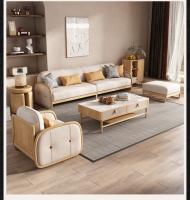 China Multi Functional Hotel Lobby Furniture Nordic Simple Solid Wood Fabric Sofa for sale