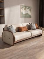 China Multi Functional Hotel Lobby Furniture Nordic Simple Solid Wood Fabric Sofa for sale