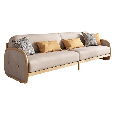 China Multi Functional Hotel Lobby Furniture Nordic Simple Solid Wood Fabric Sofa for sale