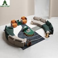 China High End Hotel Lobby Furniture Reception Combination Sofa Set Leather Curved for sale
