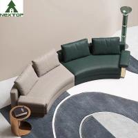 China High End Hotel Lobby Furniture Reception Combination Sofa Set Leather Curved for sale