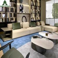 China OEM Hotel Lobby Furniture Interior Modular Sofa Nubuck Fabric Circle Corner With Metal Frame for sale
