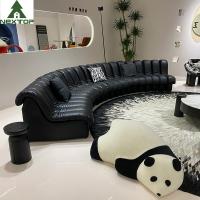 China Luxury Black Leather Curved Piano Sofa Large Lobby Set For Hotel Villa for sale