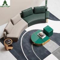 China High End Hotel Lobby Furniture Reception Combination Sofa Set Leather Curved for sale