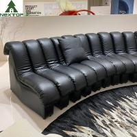 China Luxury Black Leather Curved Piano Sofa Large Lobby Set For Hotel Villa for sale