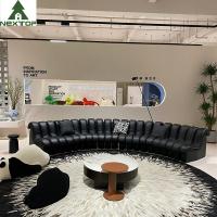 China Luxury Black Leather Curved Piano Sofa Large Lobby Set For Hotel Villa for sale