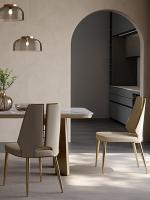 China Modern Light Luxury Hotel Restaurant Furniture Stainless Steel Leather Dining Chair for sale