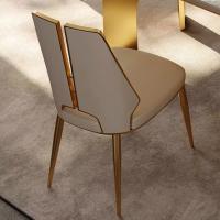 China Modern Light Luxury Hotel Restaurant Furniture Stainless Steel Leather Dining Chair for sale