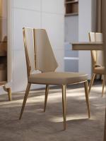 China Modern Light Luxury Hotel Restaurant Furniture Stainless Steel Leather Dining Chair for sale