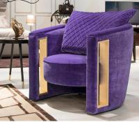 China Creative Armrest Hollow Velvet Metal Single Sofa Chair Italian Style Customized for sale