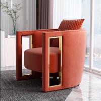 China Creative Armrest Hollow Velvet Metal Single Sofa Chair Italian Style Customized for sale