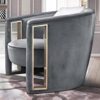 China Creative Armrest Hollow Velvet Metal Single Sofa Chair Italian Style Customized for sale