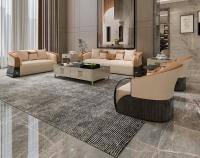 China High End Hotel Lobby Furniture Genuine Leather Stainless Steel Armrest Single Lounge Chair for sale