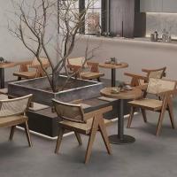 China Restaurant Coffee Shop Bistro Commercial Furniture Ash Solid Wooden Dining Set for sale