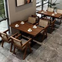 China Restaurant Coffee Shop Bistro Commercial Furniture Ash Solid Wooden Dining Set for sale