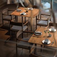 China Brown Color Hotel Restaurant Furniture 4 Seater Box Wooden Dining Table Set for sale