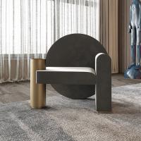 China Fashion Creative Hotel Lobby Furniture Reception Velvet Metal Lounge Chair for sale