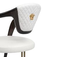 China Leather Stainless Steel Modern Armrest Dining Chair Luxury Versace Design for sale
