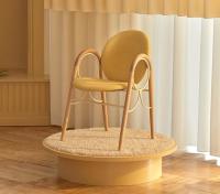 China Customized Size Hotel Restaurant Furniture  Metal Solid Wood Fabric Dining Chair for sale